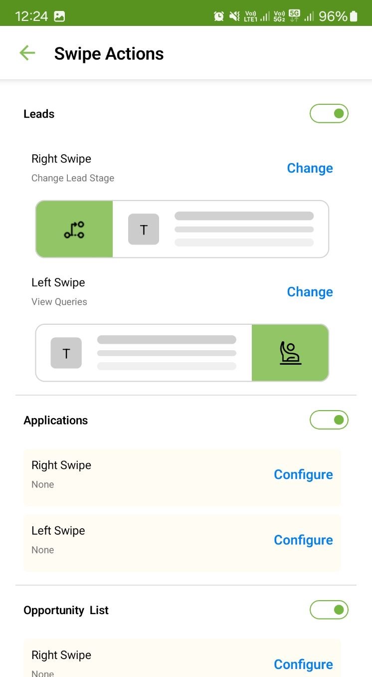 Navigation Settings And Swipe Actions Mobile App Meritto